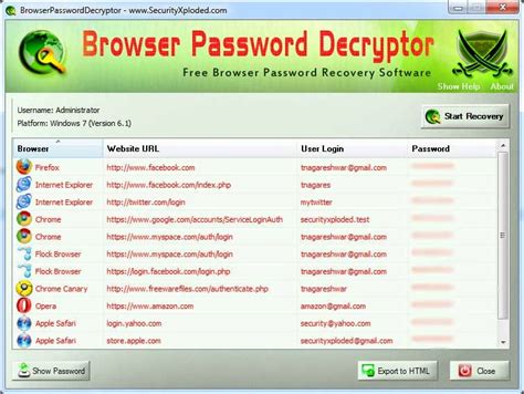 Browser Password Decryptor V60 Browser Password Recovery Tool