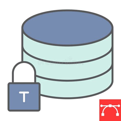 Secure Data Color Line Icon Security And Computing Database Sign