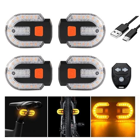 Upxsxt Bicycle Turn Signals With Alarm 5 Modes Waterproof Usb