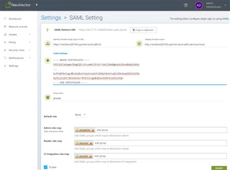 SAML ADFS Neuvector Docs