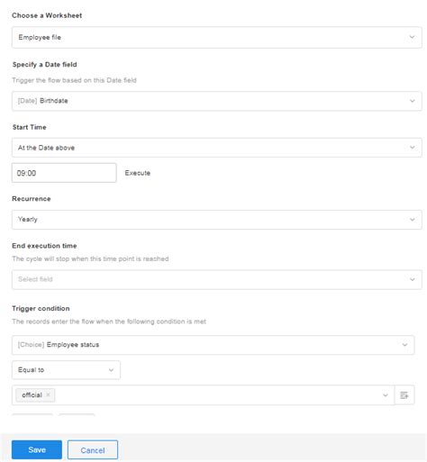 triggering mode trigger by date field hap