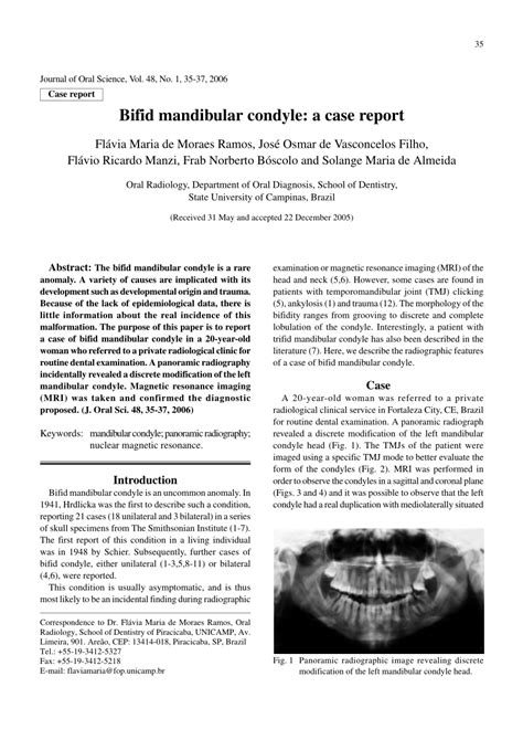 Pdf Bifid Mandibular Condyle A Case Report