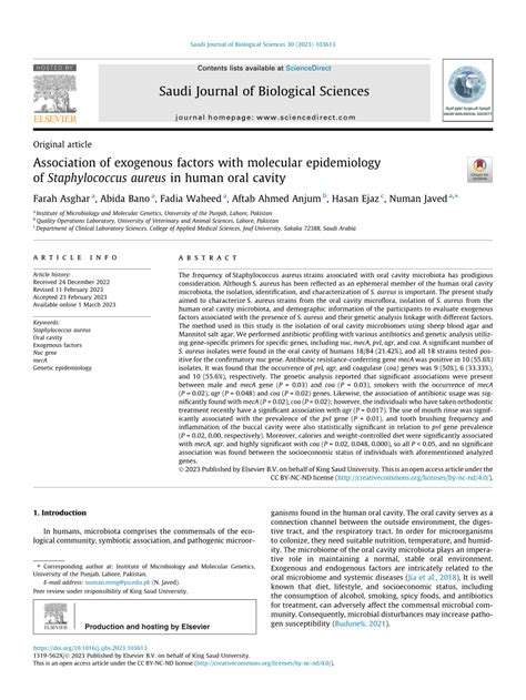 Pdf Association Of Exogenous Factors With Molecular Epidemiology Of Staphylococcus Aureus In