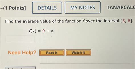 solved 1 ﻿points]tanapcalcfind the average value of the