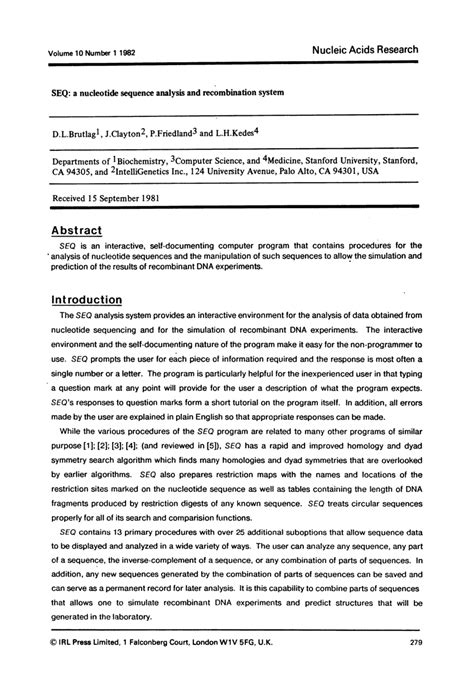 Pdf Seq A Nucleotide Sequence Analysis And Recombination System