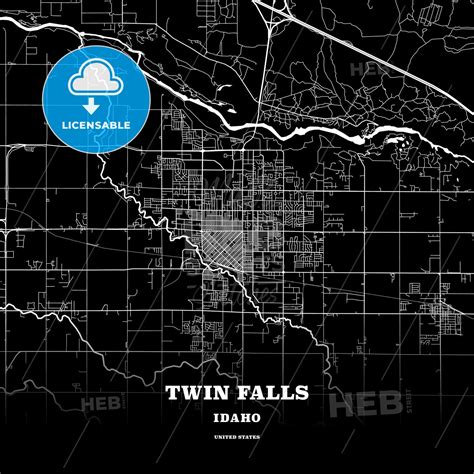 Black Map Poster Template Of Twin Falls Idaho Usa Hebstreits