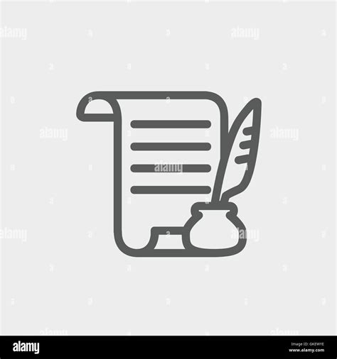 Paper Scroll With Feather Pen Thin Line Icon Stock Vector Image Art Alamy