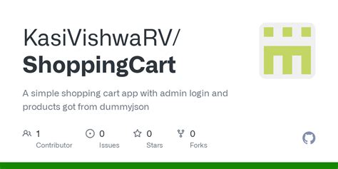 GitHub KasiVishwaRV ShoppingCart A Simple Shopping Cart App With Admin Login And Products Got