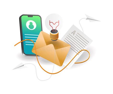 Flat Isometric Concept Illustration Smartphone Account Data Email