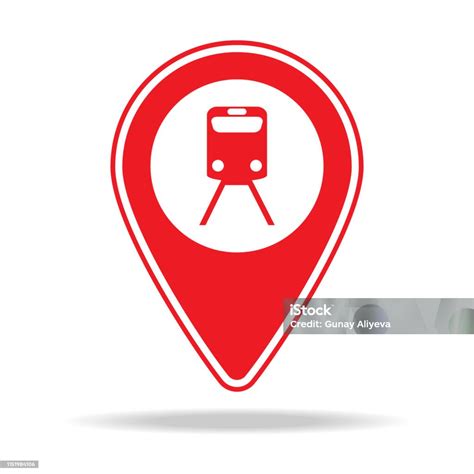기차 역 지도 핀 아이콘입니다 모바일 개념 및 웹 응용 프로그램에 대 한 경고 탐색 핀 아이콘의 요소입니다 자세한 기차역 지도 핀 아이콘은 웹 및 모바일에 사용할 수