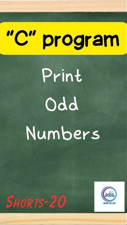 C Programming Practical Print Odd Numbers Shorts Cprogramming Coding Youtube