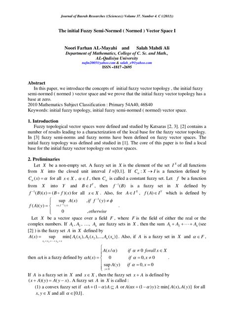 PDF The Initial Fuzzy Semi Normed Normed Vector Space I
