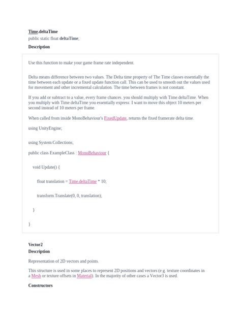 Unity Scripting Basics 3 Pdf Euclidean Vector Function Mathematics
