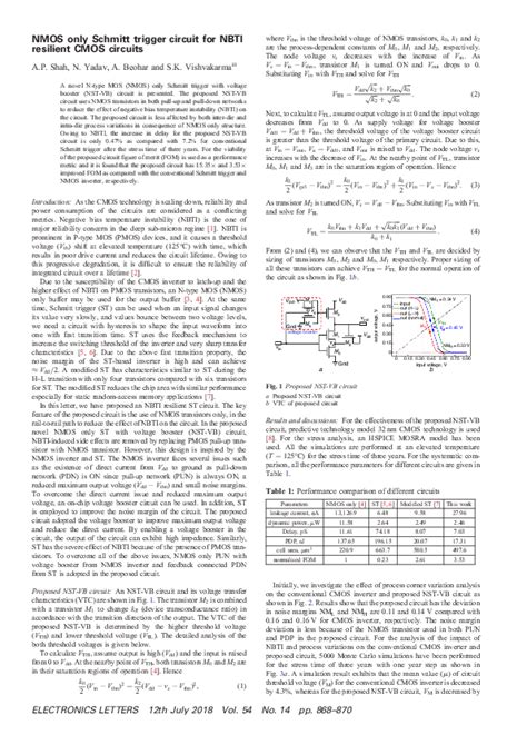 Pdf Nmos Only Schmitt Trigger Circuit For Nbti Resilient Cmos Circuits Pdf Nmos Only Schmitt Trigger Circuit For Nbti Resilient Cmos Circuits