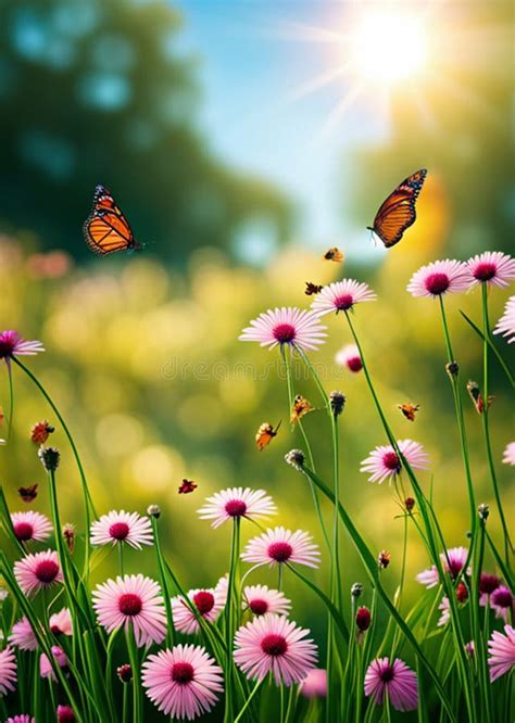 Where Colorful Wildflowers Sway Gently In The Breeze And Butterflies Dance Amidst The Tall