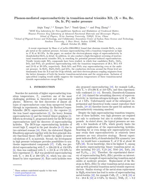 Phonon Mediated Superconductivity In Transition Metal Trioxides Pdf Superconductivity