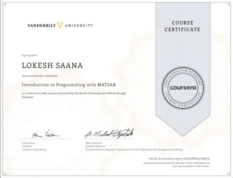 Lokesh Saana On Linkedin Matlab Mathworks Coursera