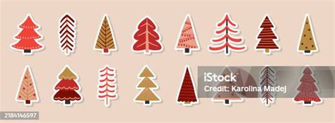 만화 크리스마스 트리 스티커 모음입니다 휴일 장식품 벡터 일러스트 레이 션 개념에 대한 스톡 벡터 아트 및 기타 이미지 개념 개체 그룹 겨울 Istock