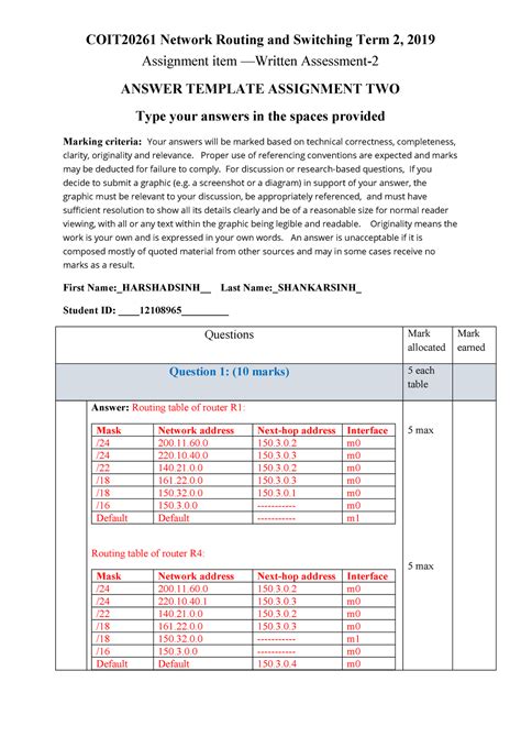Coit20261 Network Routing And Switching Term 2 2019 Warning Tt