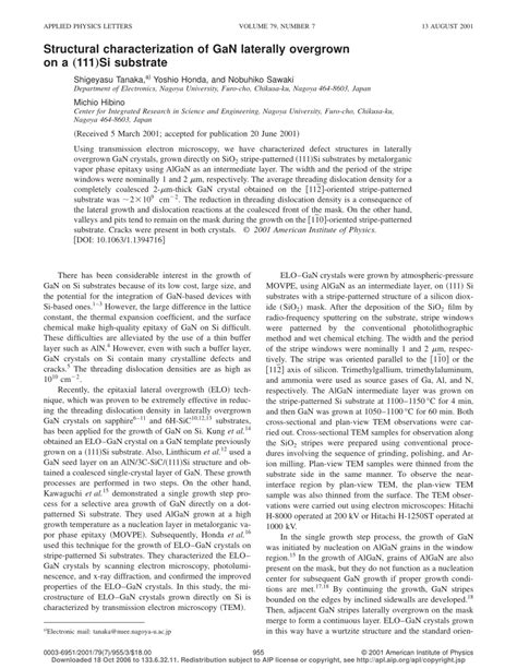 Pdf Structural Characterization Of Gan Laterally Overgrown On A 111si Substrate