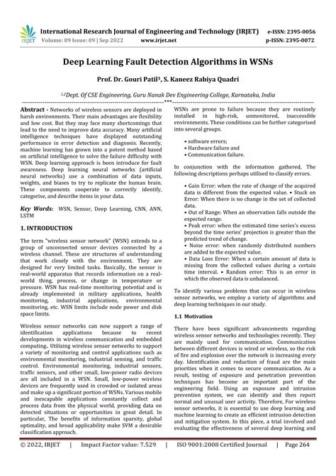 Deep Learning Fault Detection Algorithms In Wsns Pdf
