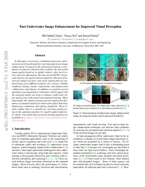 Pdf Fast Underwater Image Enhancement For Improved Visual Perception