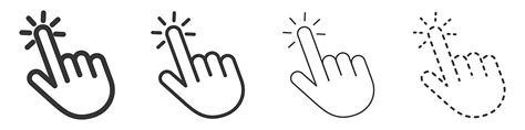 Hand Cursor Icons Set Touch Vector Icons Black Flat Isolated Vector