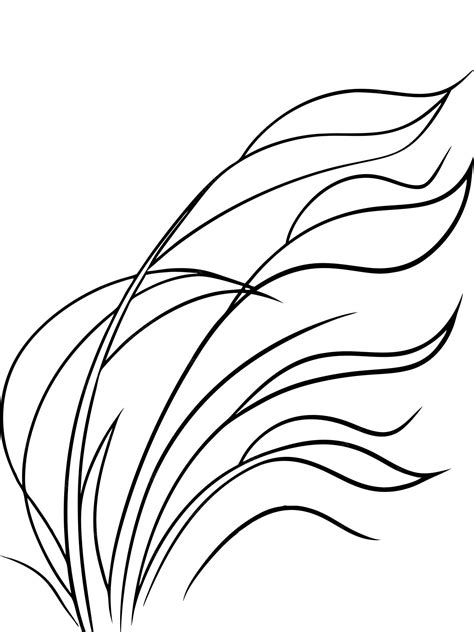 Colouring Page Wind Blowing Through Tall Grass With Vector Design For