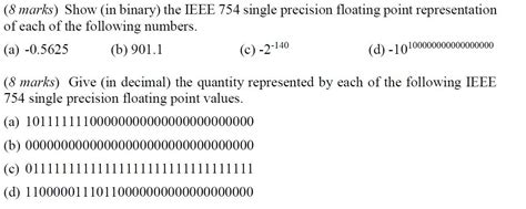 Solved 8 Marks Show In Binary The Ieee 754 Single