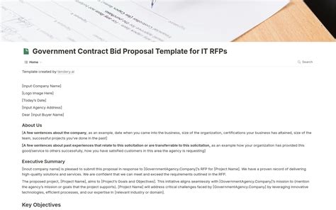 Bid Proposal For It Rfps Notion Template
