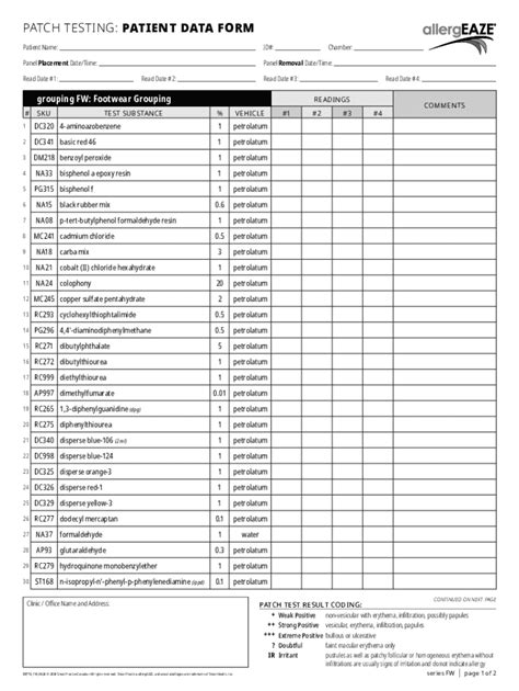 Fillable Online Patch Testing 101 F O R Providers Fax Email Print