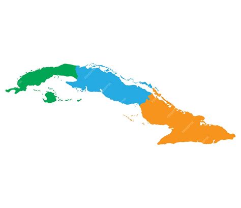 Mapa De Cuba En Tres Regiones Principales En Multicolor Vector Premium