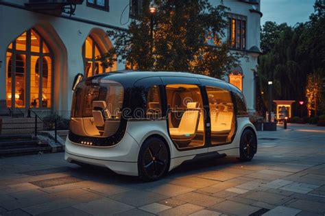 Futuristic Electric Car Of The Future On A City Street Stock Image Image Of Tech Interface