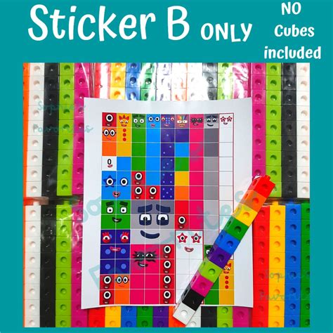 Numberblocks Stickers 60 Face Stickers Glossy Sticker For Linking Cubes Shopee Philippines