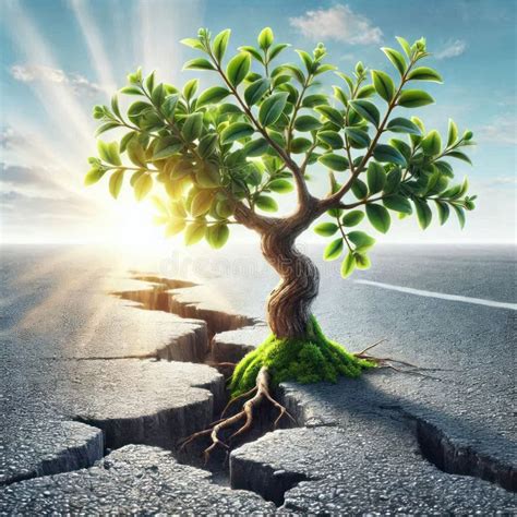 A Tree Growing From A Crack In The Asphalt Stock Image Image Of Growth Greenery 359654279