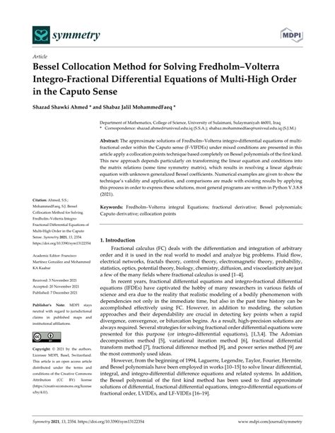 Pdf Bessel Collocation Method For Solving Fredholmvolterra Integro