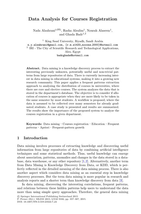 Pdf Data Analysis For Courses Registration