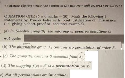 Solved In Dihedral Group D4 The Subgroup Of Even