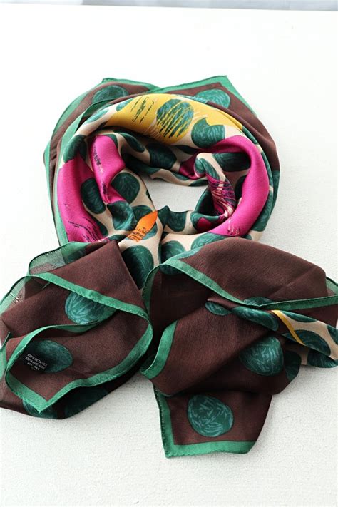 F 브랜드빈티지 실크 스카프 배색 유니크패턴 올드 헬로마켓