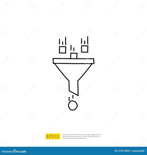 Information Data Collection Of Filter Concept With Funnel Money Doodle Linear Icon Digital