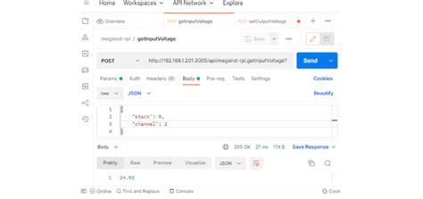 example of a getinputvoltage action requisition using postman software