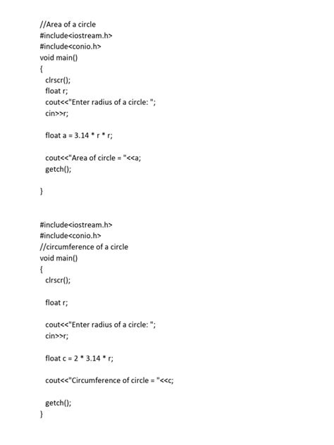 simple c programs pdf area classical geometry