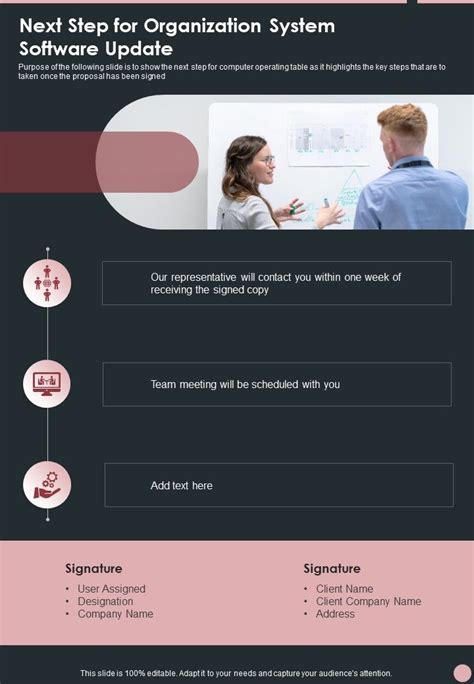 Next Step For Organization System Software Update One Pager Sample Example Document
