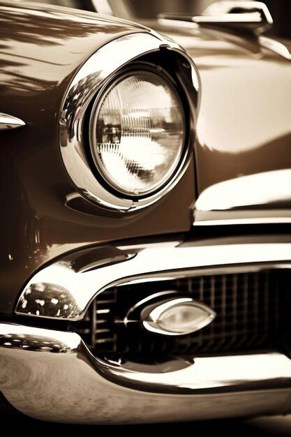 Close Up Of Car Headlight Vehicle Transportation Premium Ai Generated