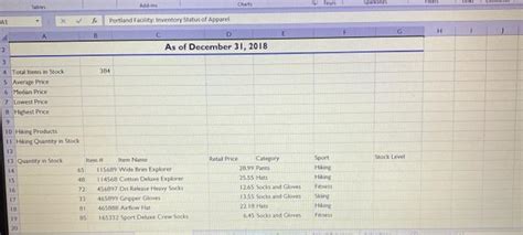 solved format the range a13 g19 as a table with headers and