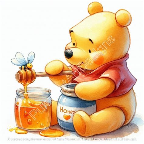 10 Adorable Winnie The Pooh Eating Honey Clip Arts Digital Art