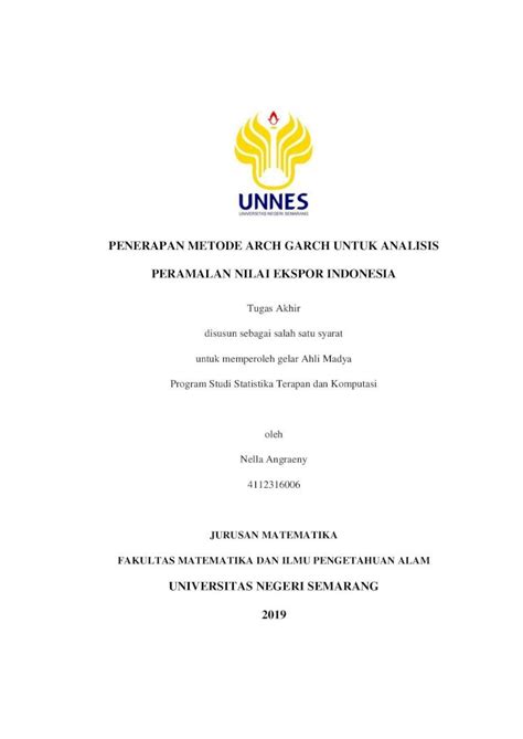 Pdf Penerapan Metode Arch Garch Untuk Analisis …lib Unnes Ac Id 37556