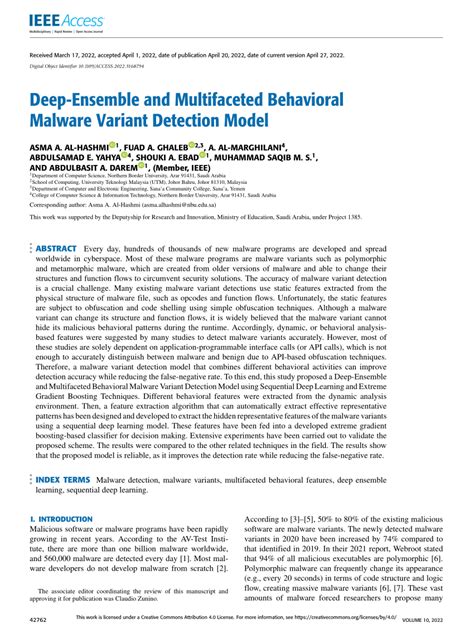 pdf deep ensemble and multifaceted behavioral malware variant