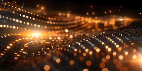 Binary Code Abstract Background With Glowing Lights And Data Transfer