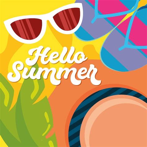 Premium Vector | Hello summer colored poster vector illustration